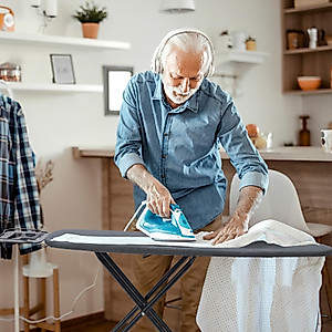 Ironing Board Full-Size,Bumkimue Iron Board with 3 Layered Cover Pad, Height Adjustable up to 36 in, 4 Steel Legs, Easy Storage with Smart Hanger and Lightweight Design(43x14 Inch).