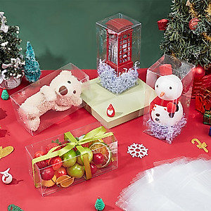 BENECREAT 20 Pack 2.7x2.7x6.3 Plastic Boxes Rectangle Plastic Party Favor Boxes for Wedding Party Treat Candy Cupcakes