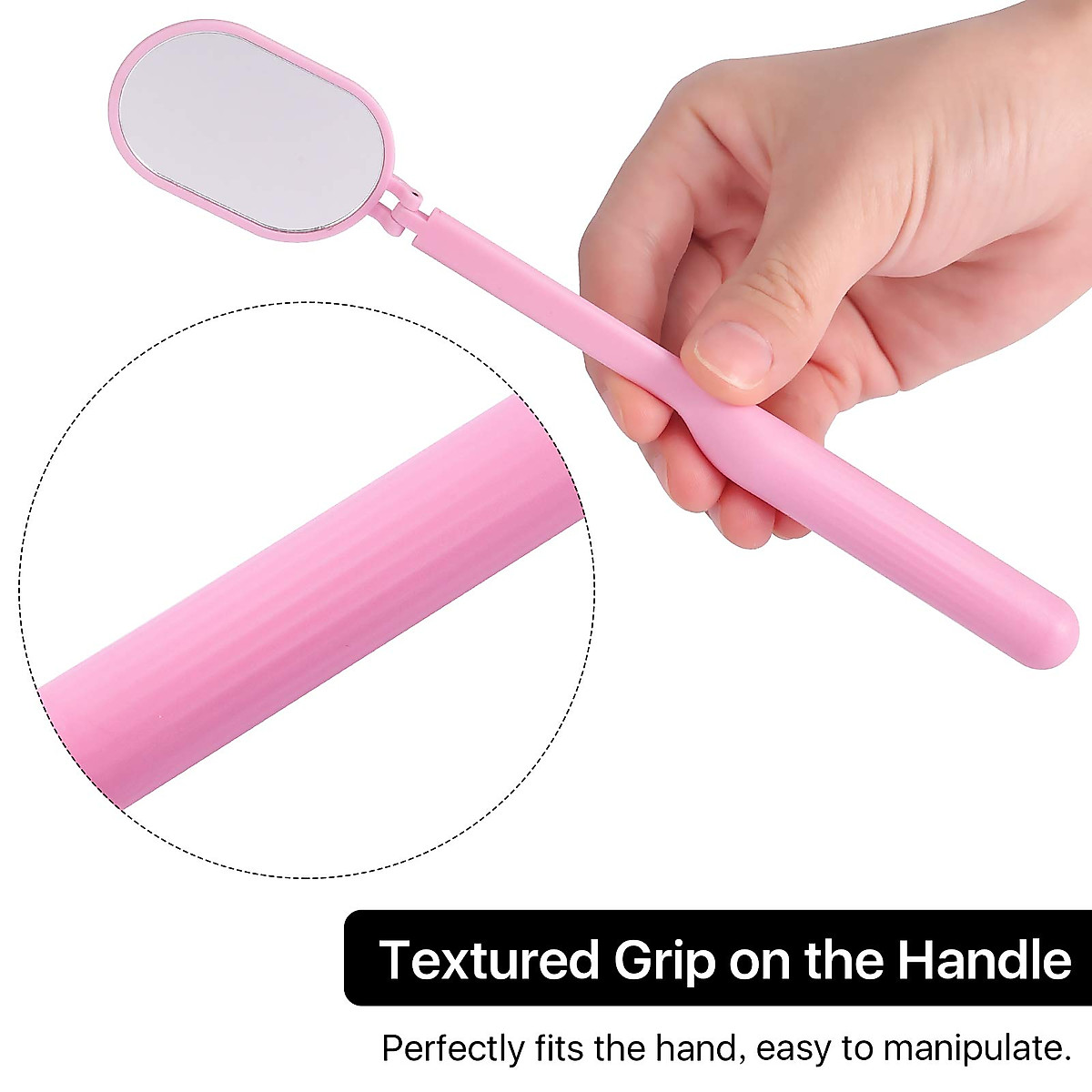 Pretty memory Lash Mirror, 270 Degree Free Rotation Lash Extension Supplies, Lightweight Makeup Mirror for Eyelash Extensions Supplies (Pink)