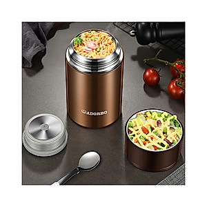 ADORBO 32 Ounce Insulated Stainless Steel Lunch Thermos, Leak Proof Soup Container Food Jar for Hot or Cold Food