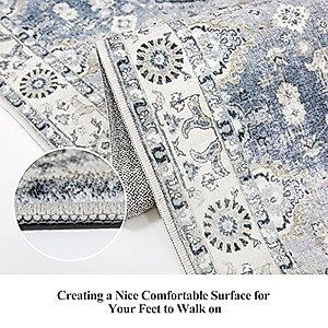 HY HAO YUN LAI Non Slip Runners for Hallways,Washable Hallway Runner Rug,Long Ultra Soft Kitchen Runner Rug,Non Shedding Accent Farmhouse Runner Rugs (Grey, 5X7)