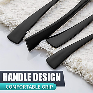 Joincook 24 Pieces Black Silverware Set with Steak Knives Service for 4,Modern 18/10 Stainless Steel Flatware Cutlery Set,Utensil Set for Home Restaurant Hotel,Mirror Polished,Dishwasher Safe