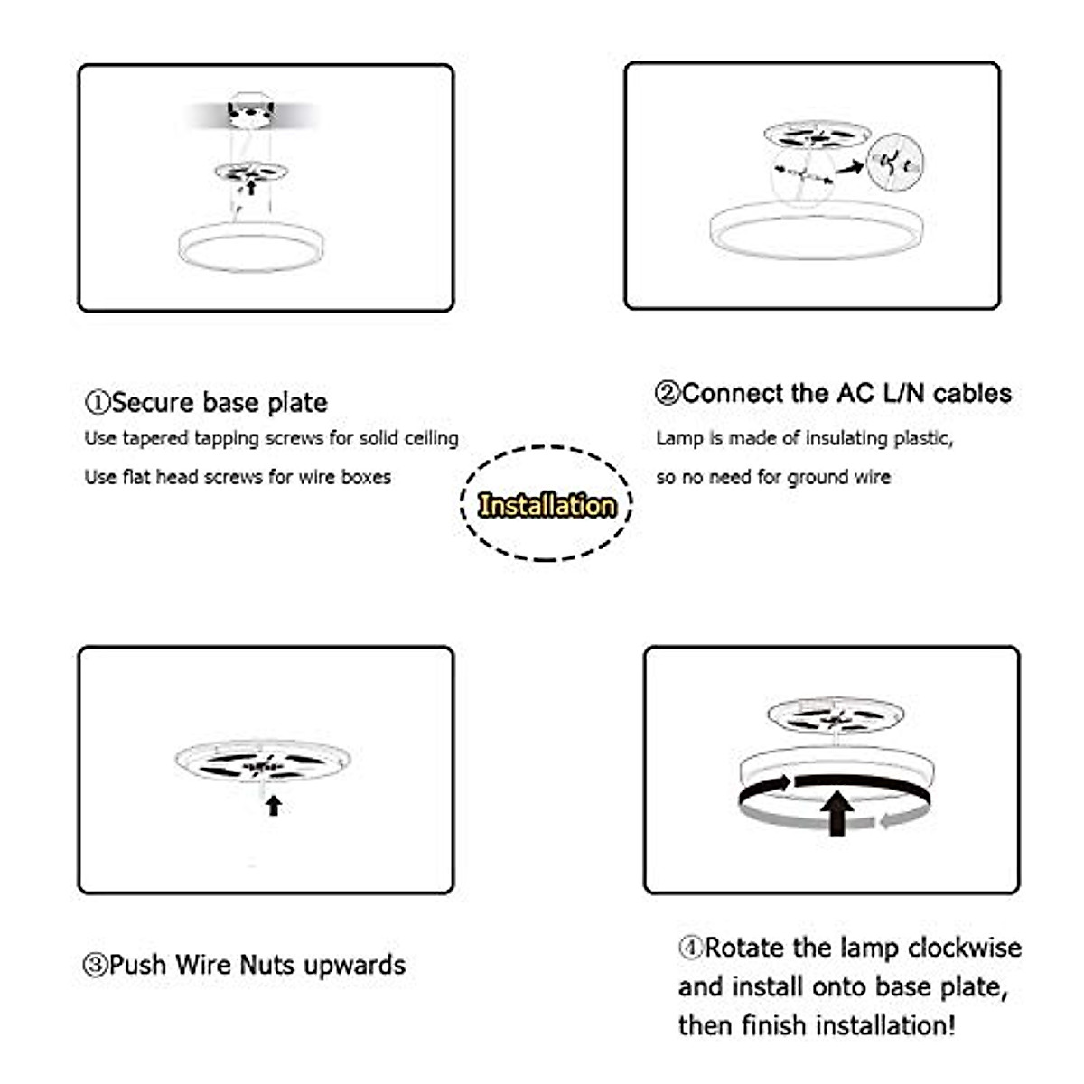 TALOYA 2 Pack LED Flush Mount Ceiling Light Black 5000K 8.9 Inch Round 18W=180W (Equivalent) Simple Lamp for Bedroom Hallway Low Ceilings Areas