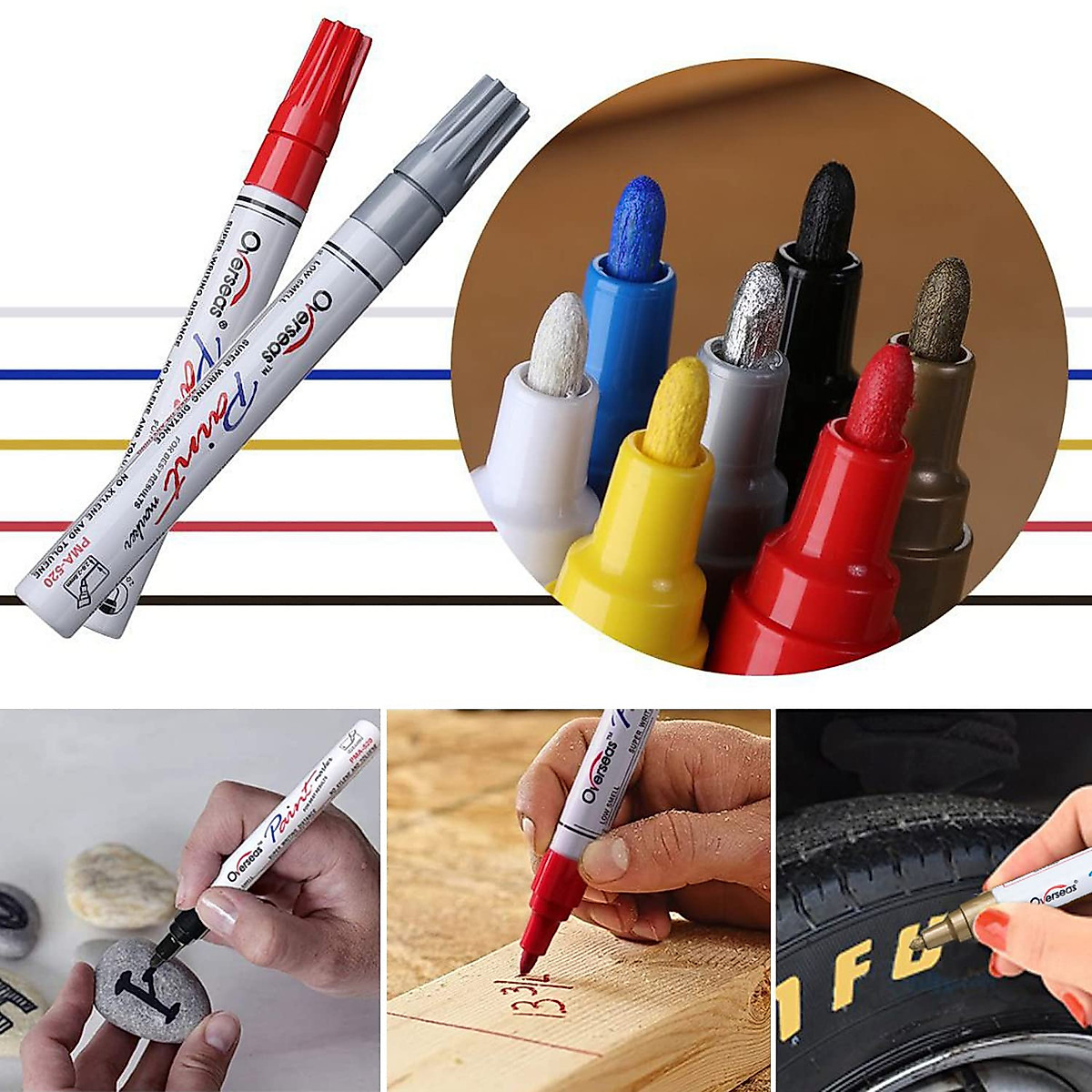 Paint Pens Paint Markers on Almost Anything Never Fade Quick Dry and Permanent, Oil-Based Waterproof Paint Marker Pen Set for Rocks Painting, Wood, Fabric, Plastic, Canvas, Glass, Mugs, DIY Craft