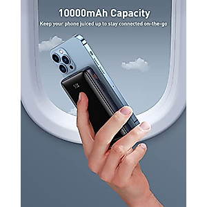 Baseus Magnetic Power Bank, 10,000mAh Foldable Kickstand Wireless Portable Charger, for Magsafe Battery Pack 20W USB-C for iPhone 14/14 Plus/14 Pro/14 Pro Max and iPhone 13/12 Series