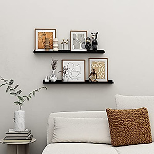 love furniture 35 Inch Black Floating Shelves Wall Mounted Set of 2, Wall Mounted Wood Shelves for Bedroom, Living Room, Bathroom, Kitchen