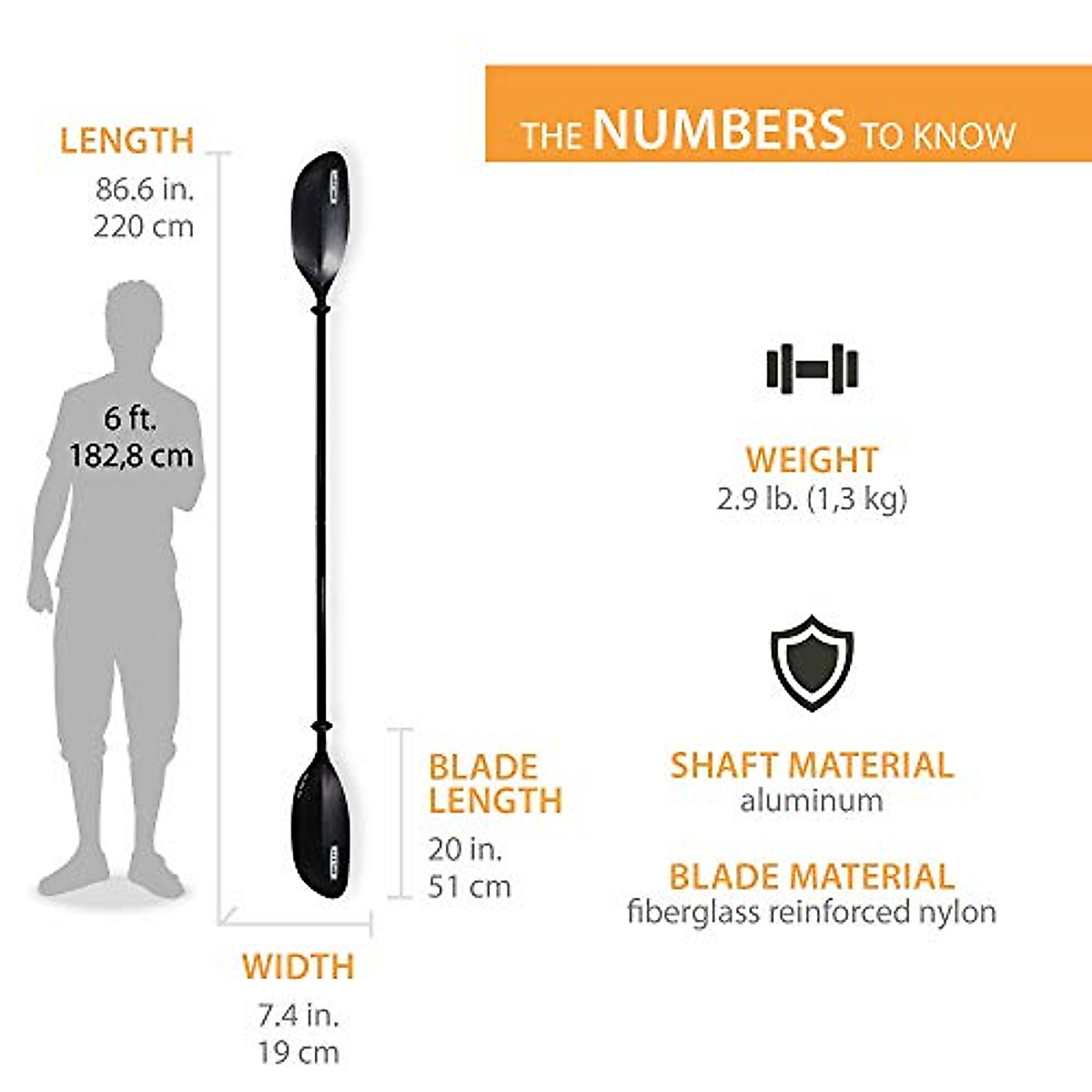 Lifetime 91076 Lite Elite Kayak Paddle, Black, 86.6 inches