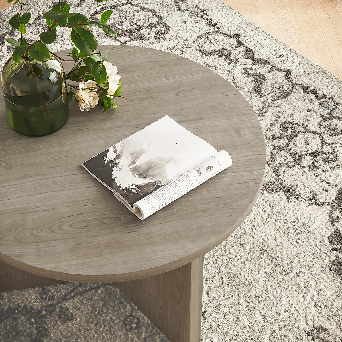 Luoxiao Coffee Table for Small Space, Minimalist Modern Table for Living Room, Durable & Sturdy Small Round End Table with Adjustable Feet Pads, Wood