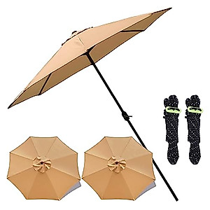 PYQTH 2 sets patio umbrella replacement canopy replacement umbrella canopy for 9ft 8 ribs Top Cover for outdoor spaces including patios gardens backyards and decks (incloud 2 Canopy and 2 Rope)