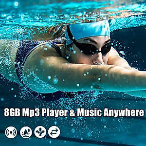 Swimaudios Waterproof MP3 Player for Swimming, IPX8 8GB Underwater Swim MP3, Running, Watersports, 20H Playing Time, Magnetic Charging Cable