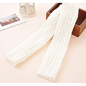 Elandy Knit Winter Thermal Warm Leg Warmers-Long Socks Boot Cuffs Topper Legging Pads For Women Lady Girls Best Xmas Gift (White)