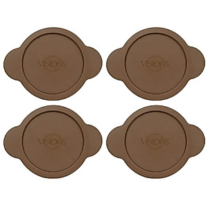 Visions CM8-PC Brown Plastic Lids for Glass Dish (Glass Dish Sold Separately) - 4 Pack