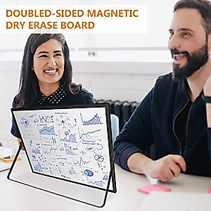 1 Pack Dry Erase White Board, 16"X12" Large Magnetic Desktop Whiteboard with Stand, Portable Double-Sided White Board Easel for Kids Drawing Memo School Office Home to Do List