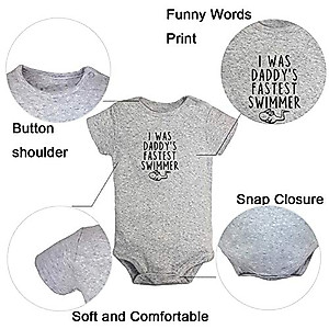 iDzn I was Daddy's Fastest Swimmer Funny Slogan Digital Print Rompers, Newborn Baby Bodysuits, Infant Jumpsuits, Baby Unisex Novelty Outfits