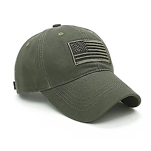 LOKIDVE USA American Flag Baseball Cap Embroidered Polo Style Military Army Hat-Green