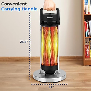 SereneLife Infrared Patio Heater, Electric Patio Heater for Indoor/Outdoor Use, Portable Heater with Remote Control, 900 W, for Restaurant, Patio, Backyard, Garage, Decks (Black)