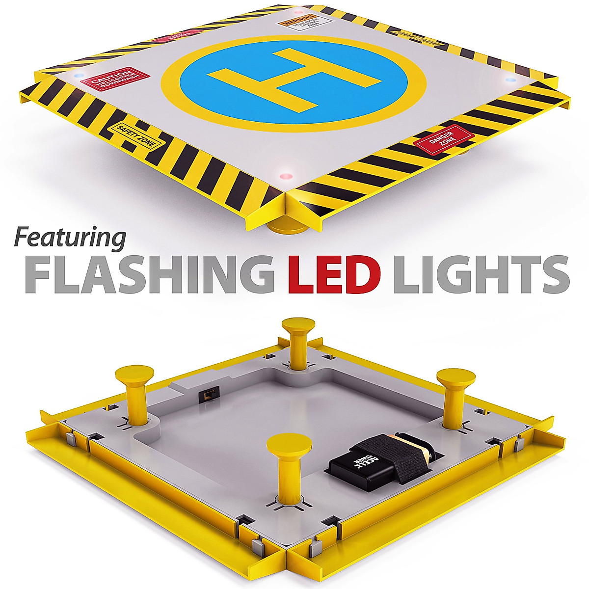 Eagle Pro Remote Control Helicopter Landing Pad - Complete Edition - Flashing LED Lights Installed - Suitable for RC Helicopters, Quadcopters, Drones, Syma Helicopters