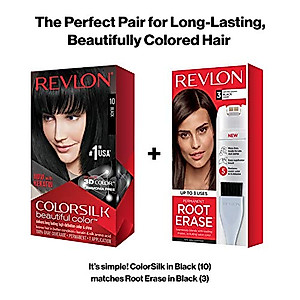 Revlon Permanent Hair Color, Permanent Hair Dye, Colorsilk with 100% Gray Coverage, Ammonia-Free, Keratin and Amino Acids, 10 Black, 4.4 Oz (Pack of 1)