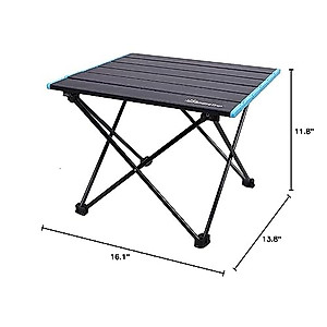 AOUTACC Portable Folding Camping Table, Lightweight Foldable Camp Table Collapsible Aluminum Hard-Topped Table Top with Carry Bag for Picnic Cooking Camping Beach Festival (Black)