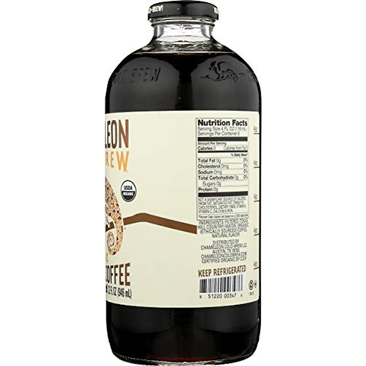 Chameleon Cold-Brew Organic Coffee Concentrate, Caramel, 32 oz