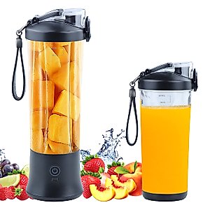 Portable Blender, MOCOPO 20 Oz Mini Personal Size Blender for Shakes and Smoothies with 6 Blades, Rechargable Blender, 4000mAh Electric Blender for Kitchen, Home, Travel, Outdoor(Black)