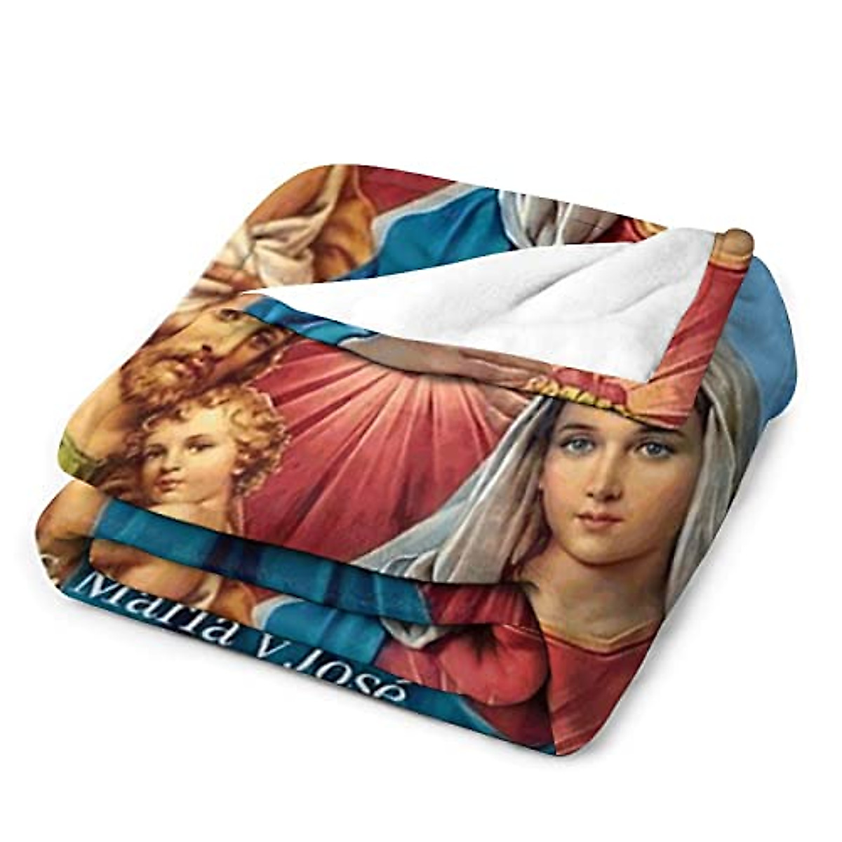 Virgin Mary Jesus Our Lady of Guadalupe Christmas Nativity Cross Festivals Blanket Flannel Fleece Soft and Warm Comfortable for Sofa Bedroom Winter Office and Tourist Camping 60x50 Inch