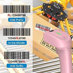 Symcode Handheld Barcode Scanner USB Wired 2D 1D QR Code for Computer POS Support Automatic Screen Scanning, for Mobile Payment, Store, Supermarket, Warehouse Pink
