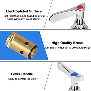 Handle Stem Assembly Replacement Valve Hot & Cold, Brass Spindle Assembly Cartridge Faucet Valve for Kitchen Wall Mount Commercial Faucet