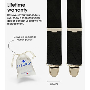 PIERROT Men’s Suspenders - One Size Adjustable and Elastic Suspenders for Men Trousers Heavy Duty with 4 Very Strong Clips