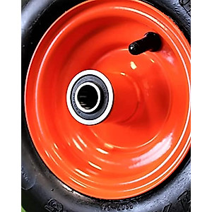 (Set of 2) 11x4.00-5 Tires & 5.25 Kubota Orange Wheels 4 Ply for Lawn & Garden Mower