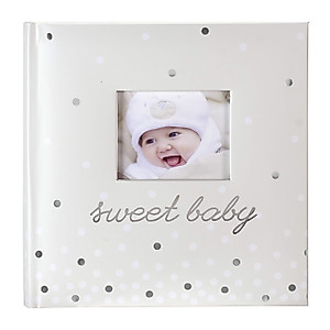 Malden International Designs Sweet Baby White Photo Opening Cover Photo Album, 160-4x6, White