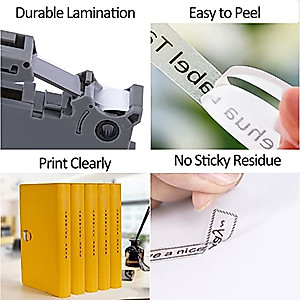 Hehua Tze Tz Tape 12mm 0.47 Laminated Tape Compatible for Brother Label Maker Tape TZe-231 TZe-131 for Ptouch PTD210 PTH110 PTD400 PTD600 ( Black on White/ Clear, 3+3 Pack )