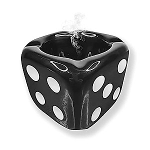 Jeuristic Ashtrays for Cigarettes Dice Ash Tray - Premium Ceramic Retro Cool Ashtrays Gifts for Smokers Home Ashtrays for Indoor Outdoor Patio Desktop Decor Unique Fancy Ashtray Cute Ashtray Black