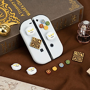 PERFECTSIGHT Cute D-Pad Button Caps Silicone Thumb Grips Set, ABXY Key Buttons Sticker Joystick Cover Caps Compatible with Nintendo Switch/OLED - Owl