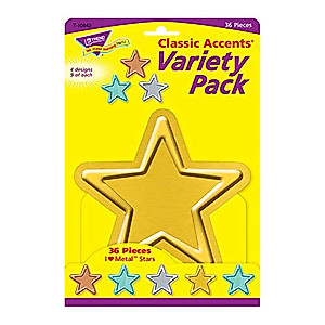 Trend I Metal Stars Classic Accents Variety Pack, 36 ct