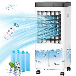 Air Conditioners,2024 Upgraded Portable Air Conditioner with 3 Gal Water Tank, Air Conditioner Portable for Room with 6 Ice Box, 3-in-1 Super Wind Quiet Swamp Cooler, AC for Room/Bedroom/Garage