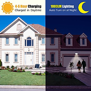 WAWUI 1000LM Solar LED Flood Lights Outdoor, Light Sensor IP65 Waterproof Solar Security Flood Lights 6000K Wired Solar Spot Lights for Outside, Yard, Garage, Garden, Patio, Pool