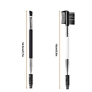 Eyebrow Brush and Comb Set, Ubonjoy 3 Pcs Eye Brow Brush, Professional Spoolie brushes, Firm Thin Angled Eyebrow Brush, Eyeliner Brush Kit, Precision Application & Blending