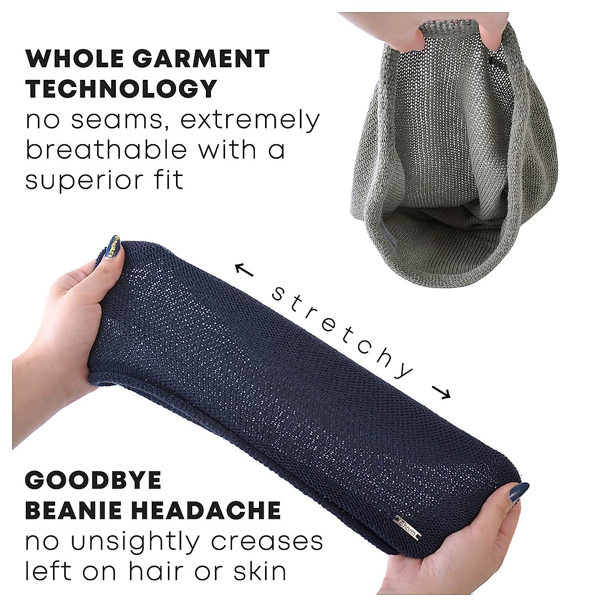 CHARM Men Slouchy Silk Beanie Hat - Women Slouch Chemo Cap Skull Knit Beanies Black