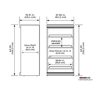 ClosetMaid Modular Storage Angled Shelves, Wood Closet Organizer Adjustable, Stacking, Full Backer, Decorative Trim, White, Shoe Shelf Unit