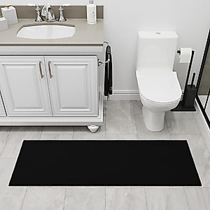 Machine Washable Modern Solid Design Non-Slip Rubberback 2x5 Traditional Runner Rug for Hallway, Kitchen, Bedroom, Entryway, 20" x 59", Black