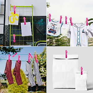 48 Pack Pink Plastic Clothespins, Heavy Duty Laundry Clothes Pins Clips Pegs, Drying Line Pegs Small Colored Clothes Pins for Outdoor, Clothesline Crafts Picture Clips Food Package Clips