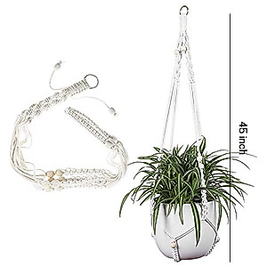 VISEMAN Macrame Plant Hanger-Outdoor Indoor Hanging Planter Holder/Hanging Basket Flower Hangers Cotton Rope with Bead for Home Decor