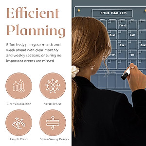 AJA House Acrylic Magnetic Fridge Calendar - Clear Refrigerator Dry Erase Board Calendar | Magnetic Monthly Grid And Weekly Planner Section | 15’’x17’’ Vertical Fridge Calendar | Gold Magnets