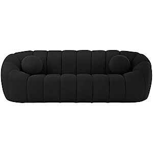Meridian Furniture 644Black-S Elijah Collection Modern | Contemporary Boucle Fabric Upholstered Sofa, Black, 93.5" W x 34" D x 31" H