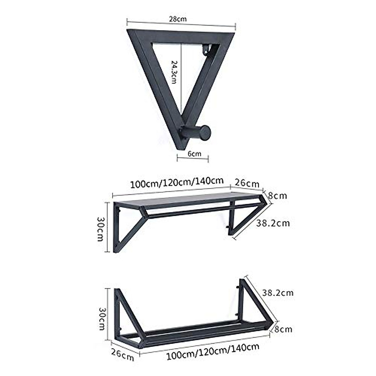 Metal Wall-mounted Floating Shelves, Industrial Pipe Commercial Clothing Display Rack Combination Shelves, Heavy Retail Store Clothing Racks,Clothes Rails for Laundry and Clothing Stores