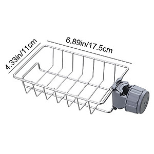 Kitchen Sink Caddy Organizer,Stainless Steel Faucet Storage Rack Sponge Holder For Kitchen Accessorie,Scrubbers, Soap, Bathroom Silver