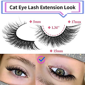 False Eyelashes Mink Lashes Natural Wispy Cat Eye Lashes Fluffy Eyelashes Pack 3D Strip Short Volume Fake Eyelashes 10 Pairs by Geeneiya
