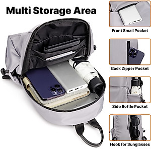 CANTLOR Men Small Sling Bag Crossbody Backpack Gym Mini Travel Backpack With Outside Pockets Shoulder Bag One Strap For Walking Hiking(991801silver)