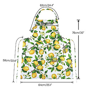 FirstKitchen Lemon Apron, Aprons for Women with Pockets, Kitchen Apron Adjustable, Cute Chef Apron for Cooking, Baking, Summer, Outdoor, Garden for Mothers Day, Wedding Gift, 30x25